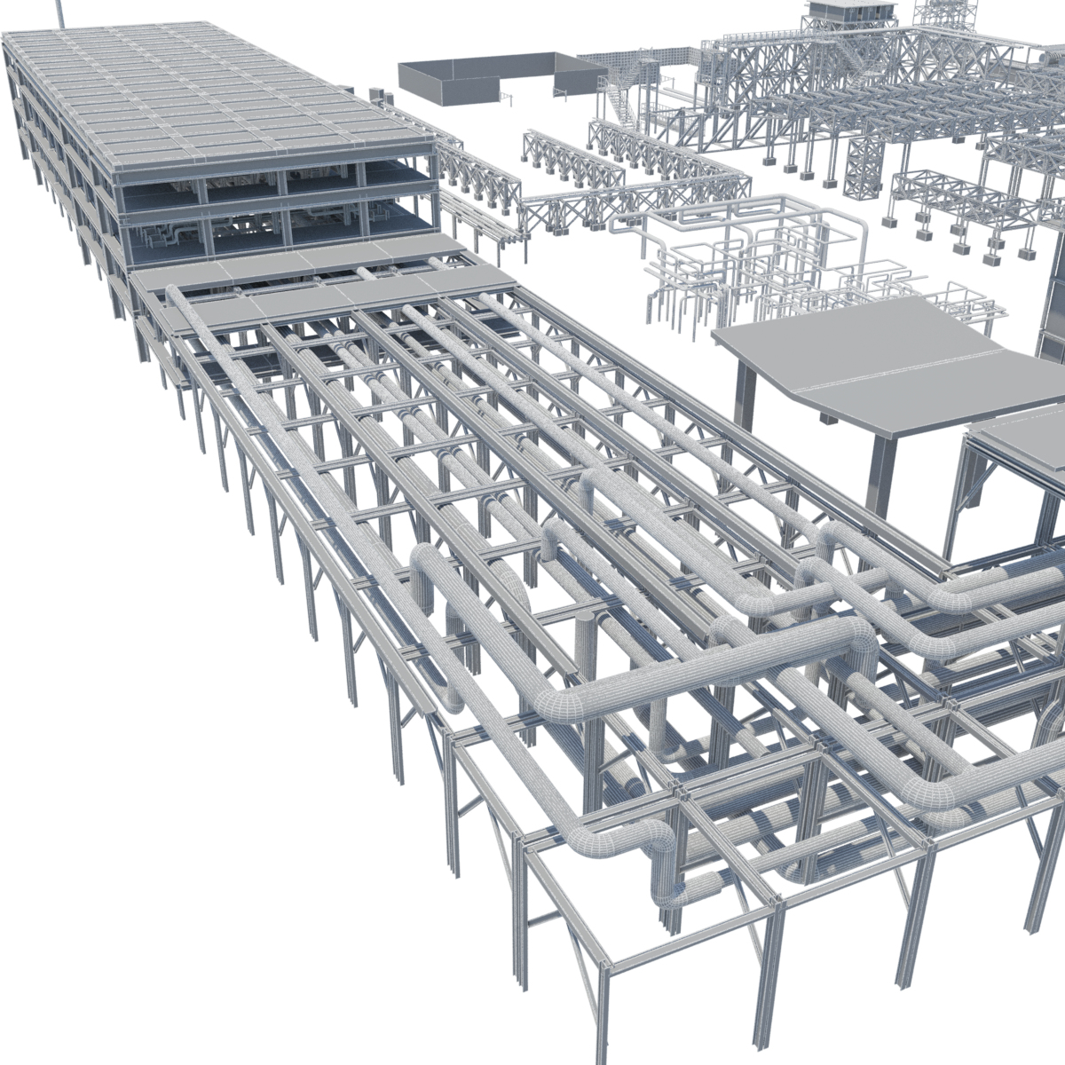 industrial buildings structures frames 3d max