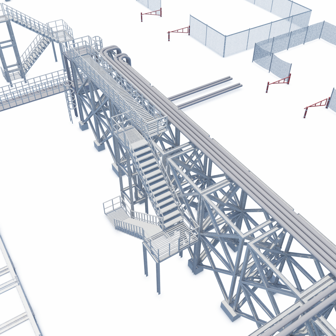 industrial buildings structures frames 3d max