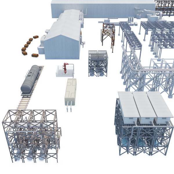 industrial buildings structures frames 3d max