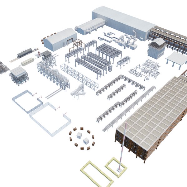 industrial buildings structures frames 3d max