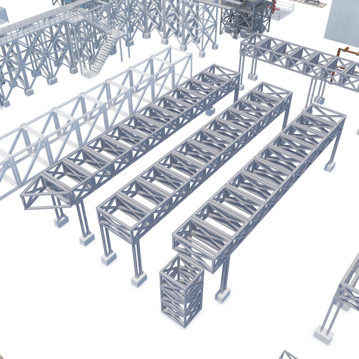 industrial buildings structures frames 3d max