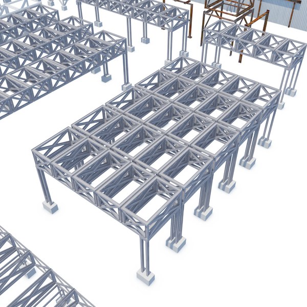 industrial buildings structures frames 3d max