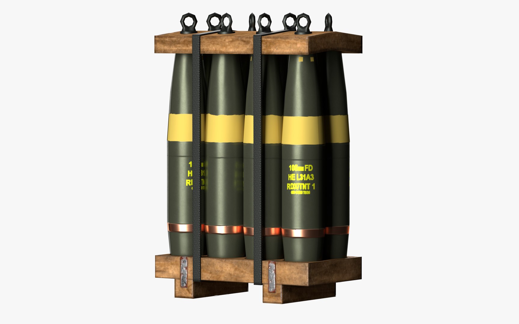 Artillery Shell Crate Packed 105mm 155mm 3D Model - TurboSquid 2089770