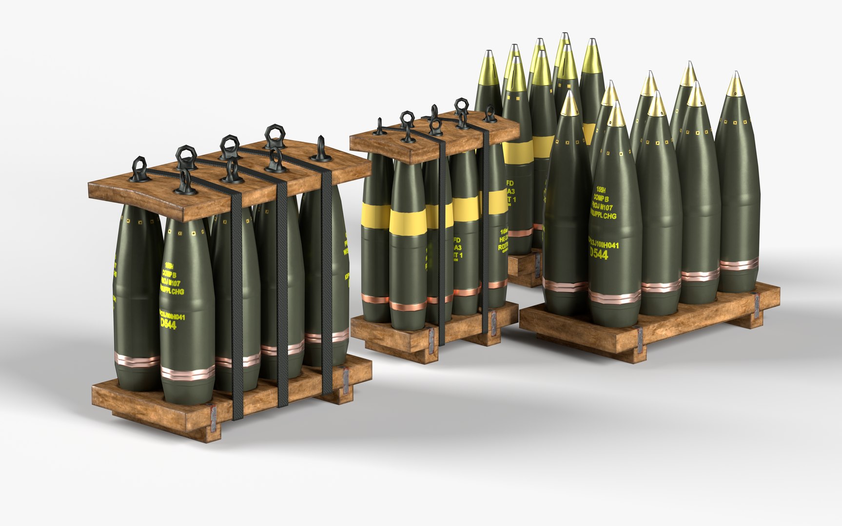 Artillery Shell Crate Packed 105mm 155mm 3D Model - TurboSquid 2089770