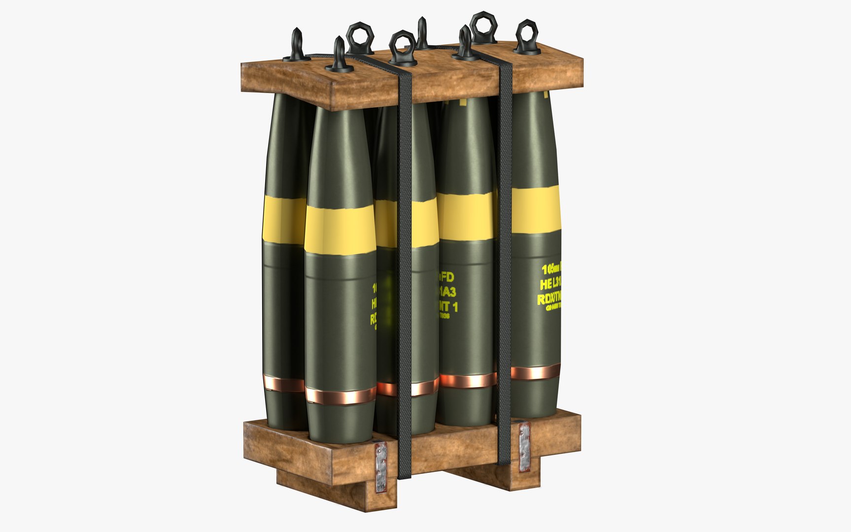 Artillery Shell Crate Packed 105mm 155mm 3D Model - TurboSquid 2089770