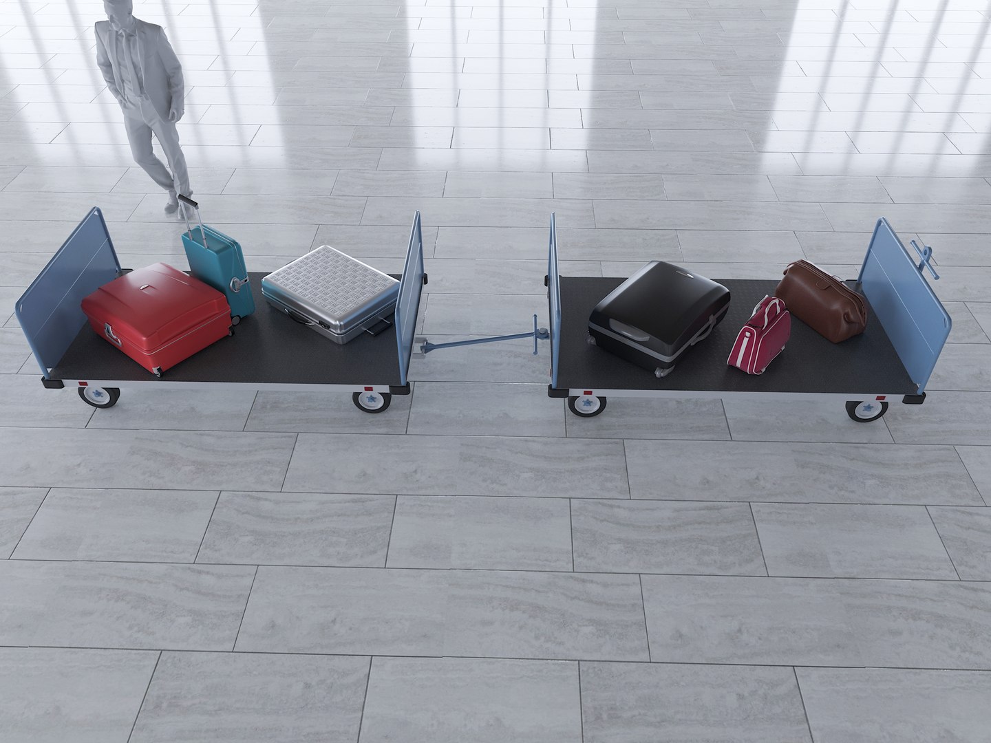 Airport Baggage Carts 3D Model - TurboSquid 1510858