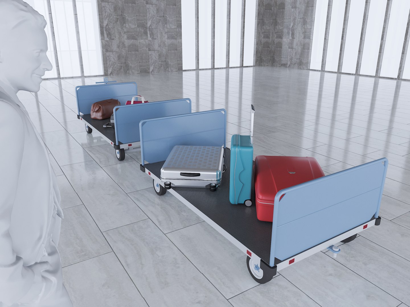 Airport Baggage Carts 3D Model - TurboSquid 1510858