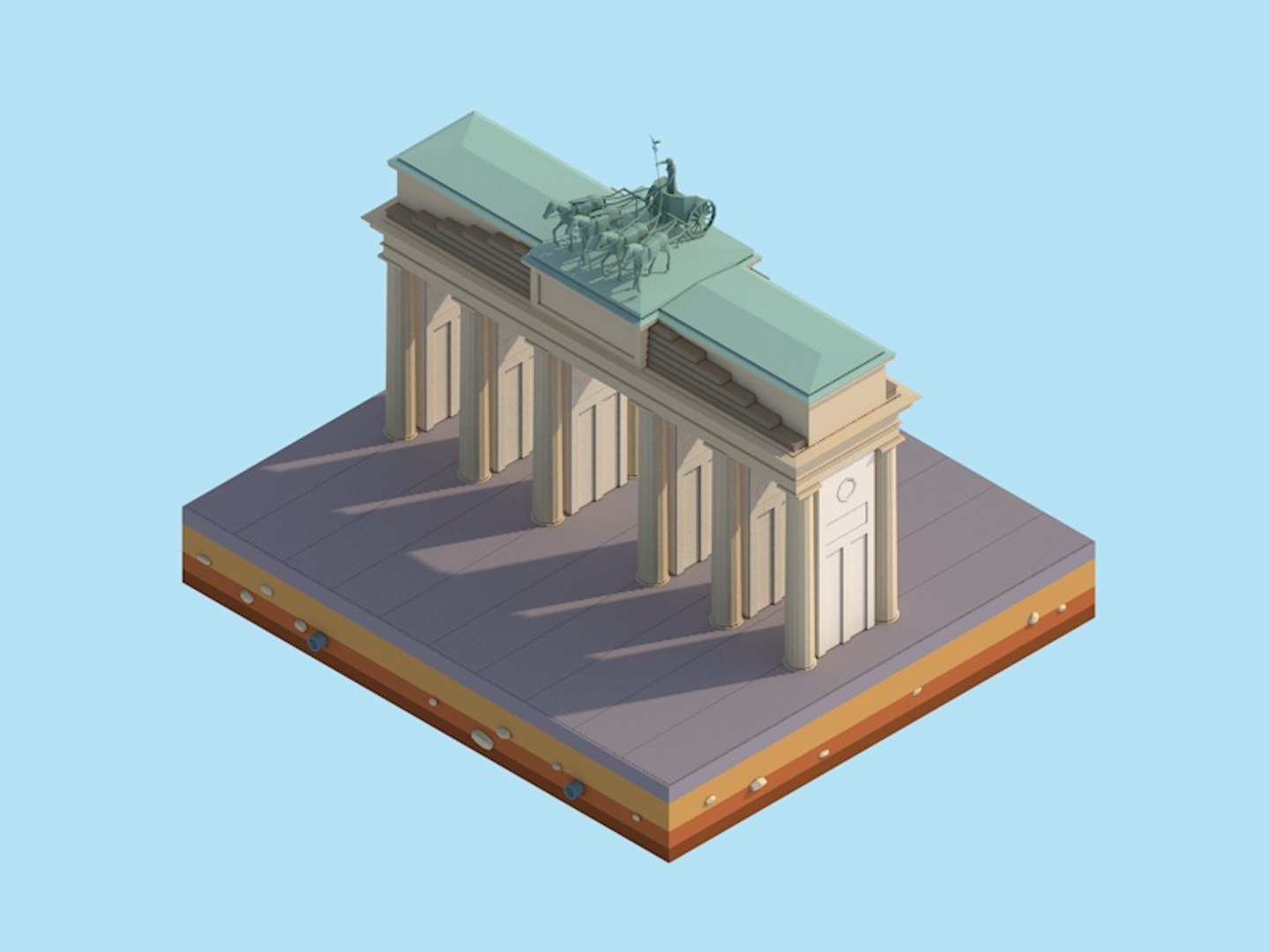 Cartoon Berlin Brandenburg Gate Model - TurboSquid 1374929