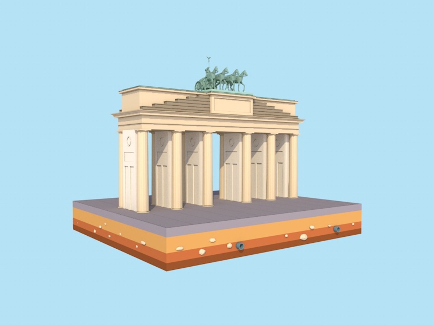 Cartoon Berlin Brandenburg Gate Model - TurboSquid 1374929