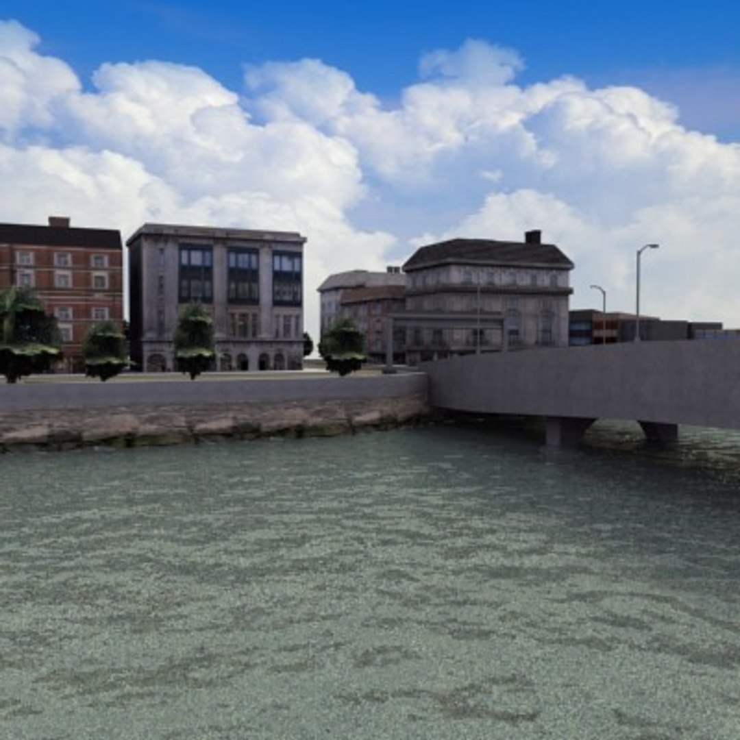3d Model Multi Bridge Buildings Road