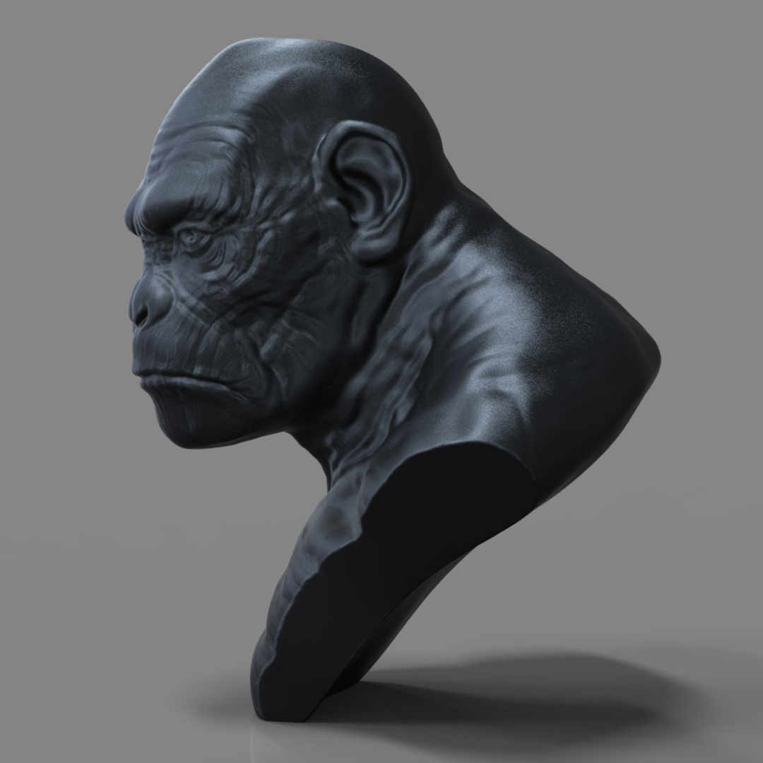 printable ape bust sculpture 3d model
