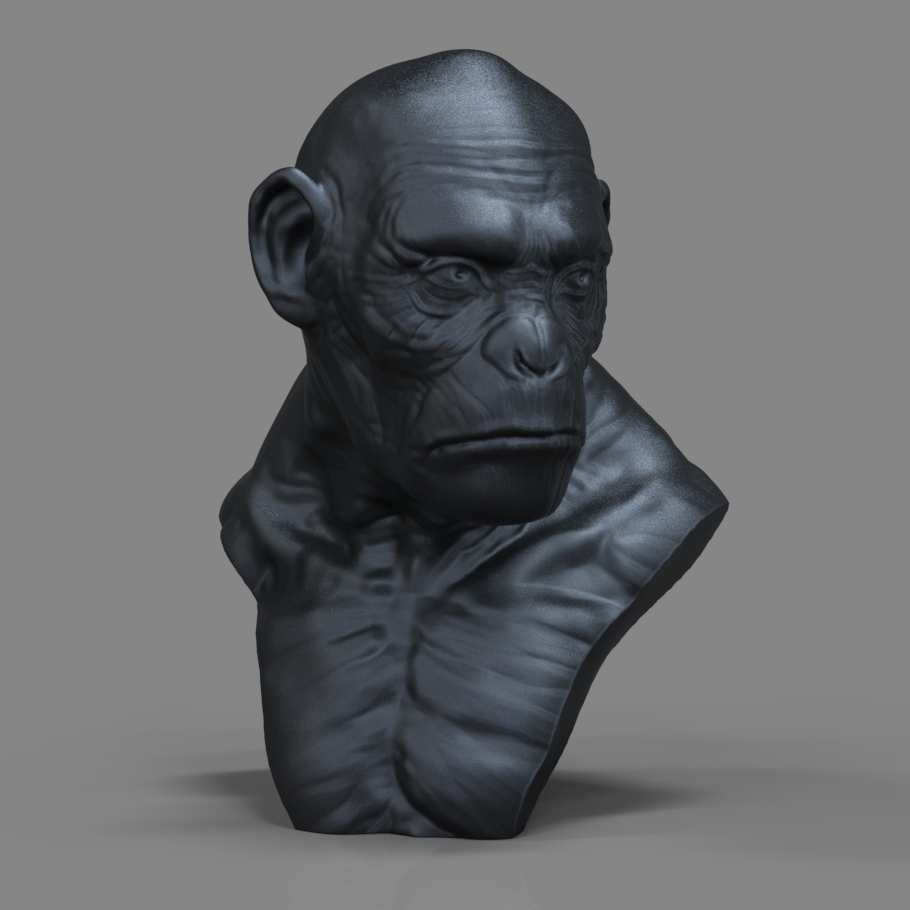 printable ape bust sculpture 3d model