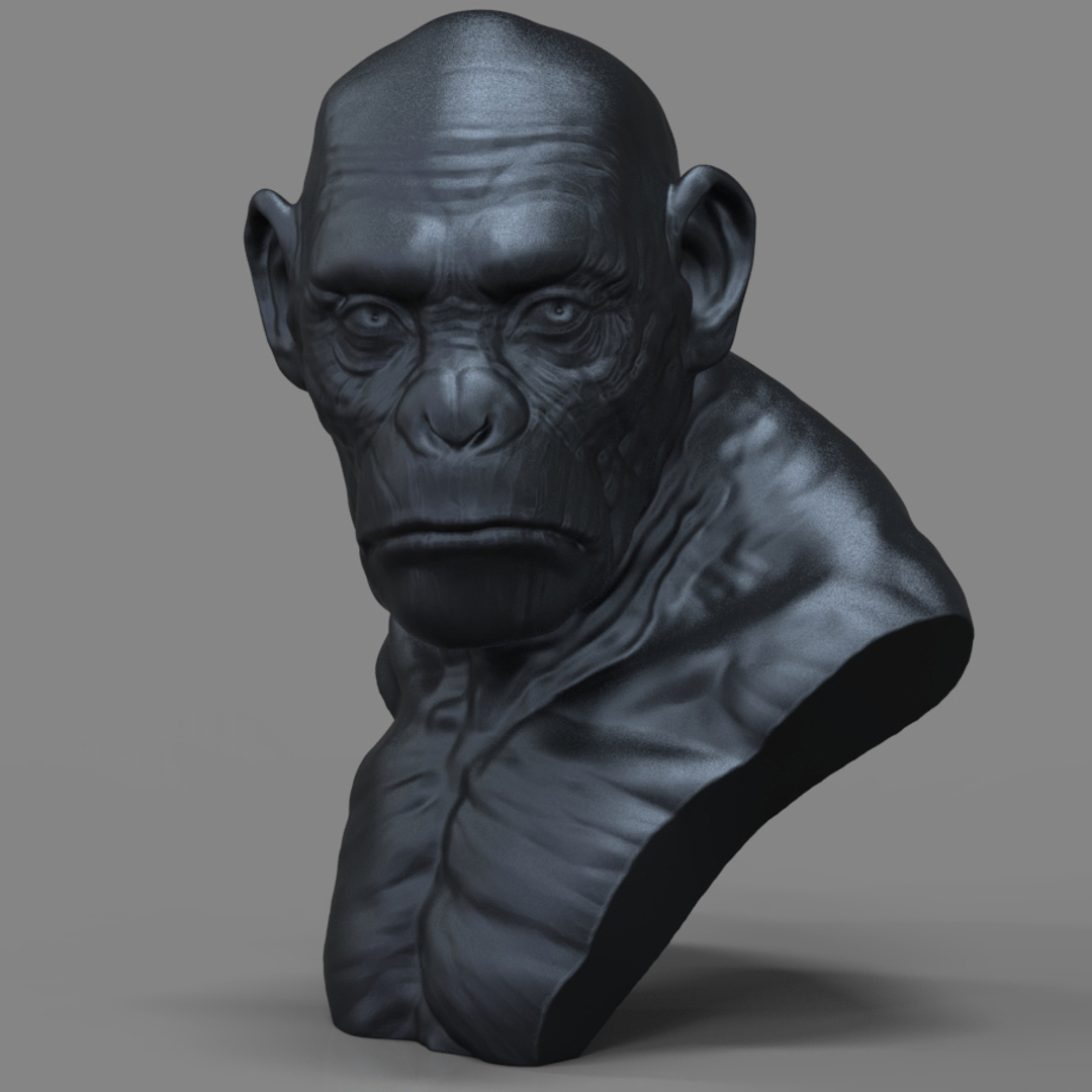 printable ape bust sculpture 3d model