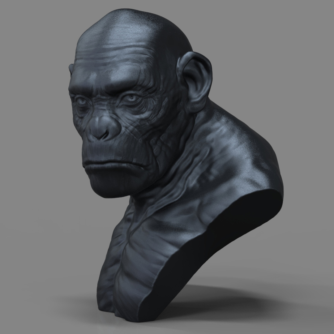 printable ape bust sculpture 3d model