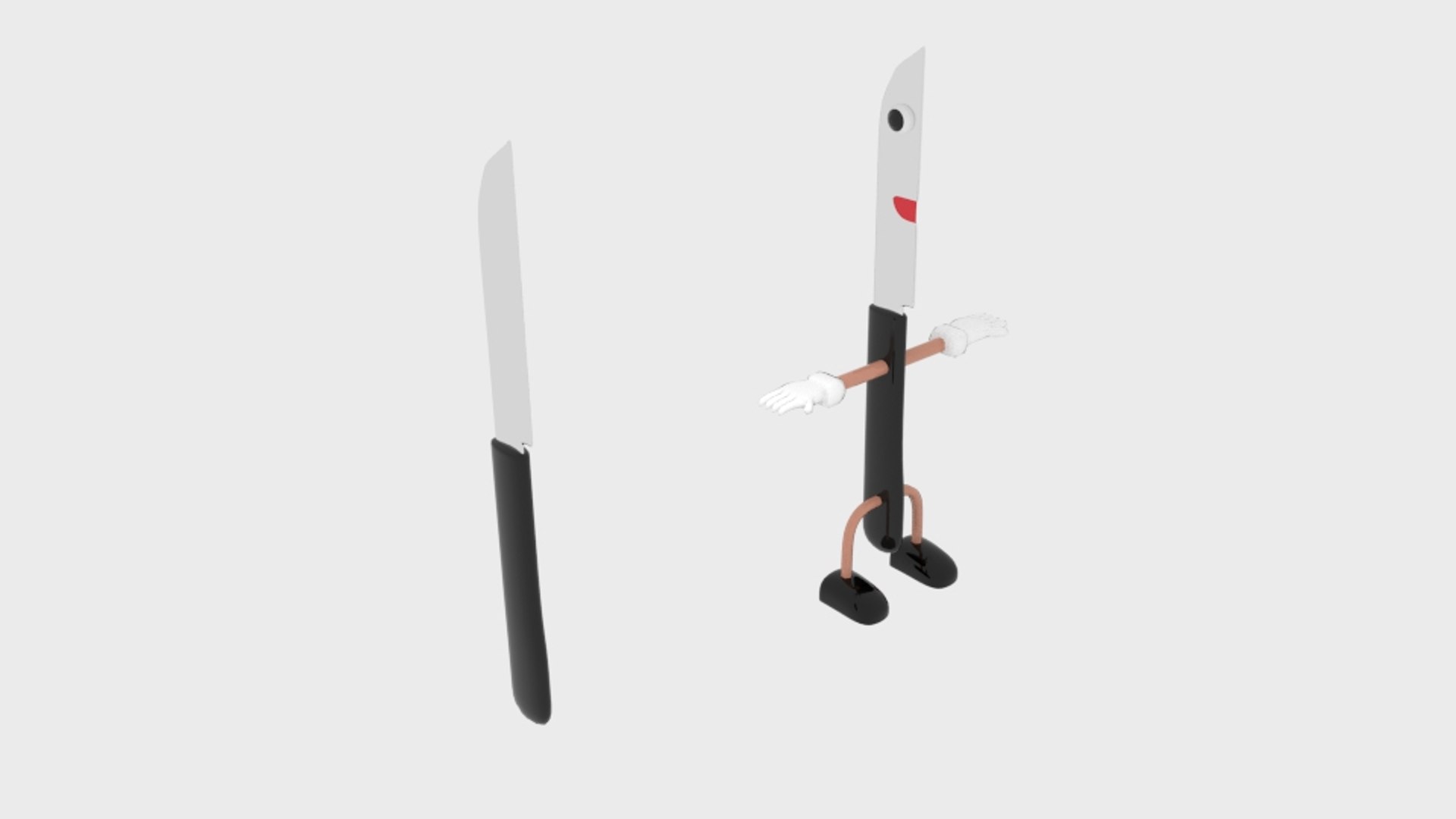 3d cartoon knife character