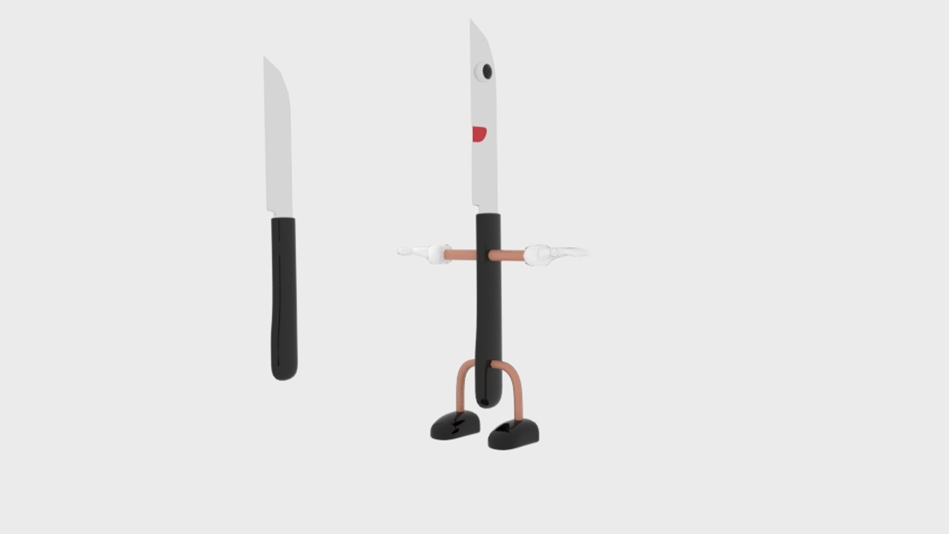 3d cartoon knife character