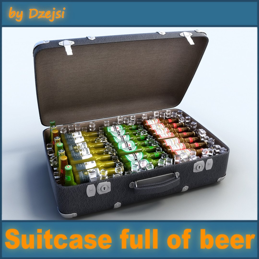 obj suitcase beer bottles