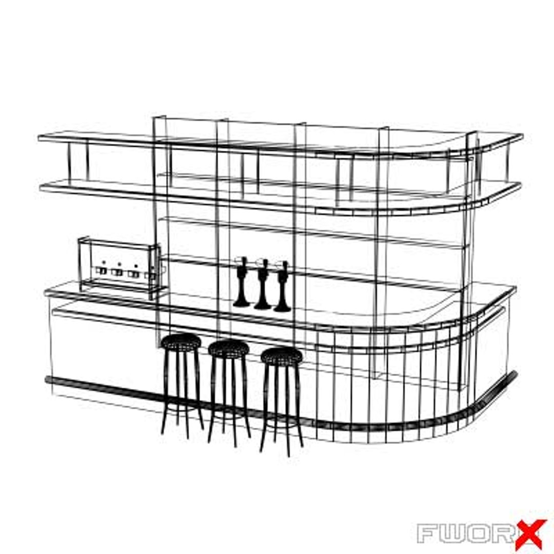 Bar Counter 3d Model