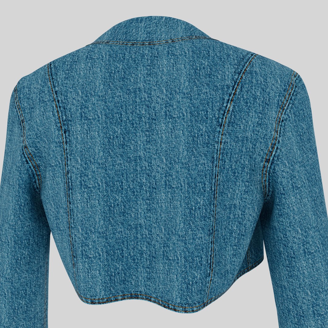 3D Female Short Denim Jacket 3d Model - TurboSquid 2220277