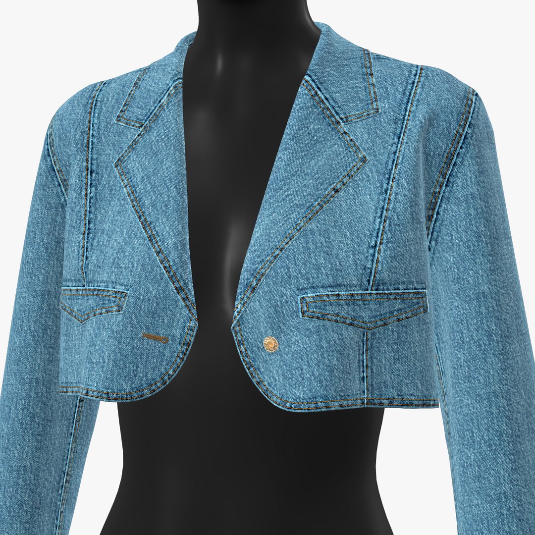 3D Female Short Denim Jacket 3d Model - TurboSquid 2220277