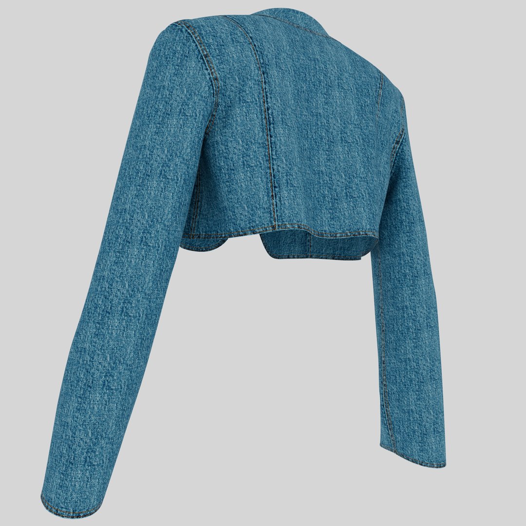 3D Female Short Denim Jacket 3d Model - TurboSquid 2220277