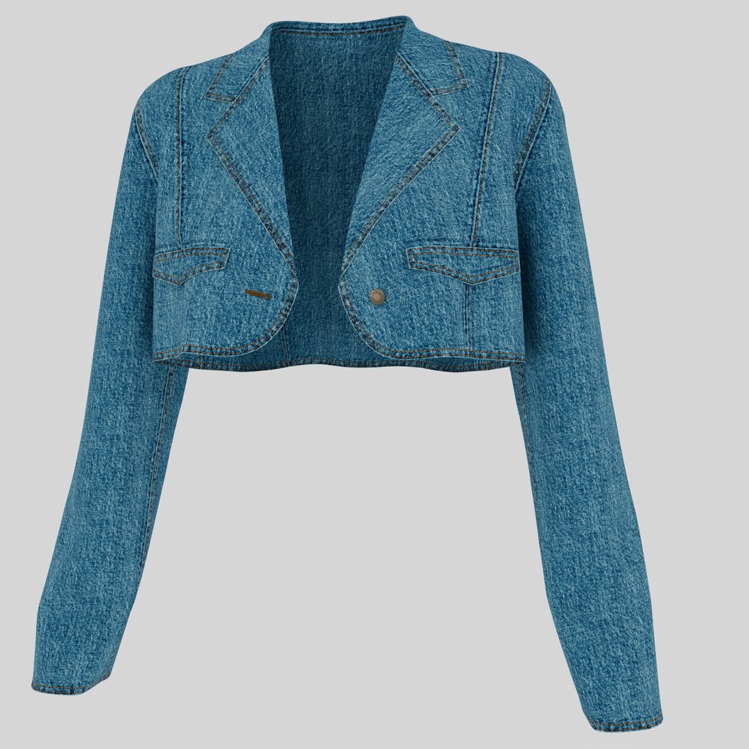 3D Female Short Denim Jacket 3d Model - TurboSquid 2220277