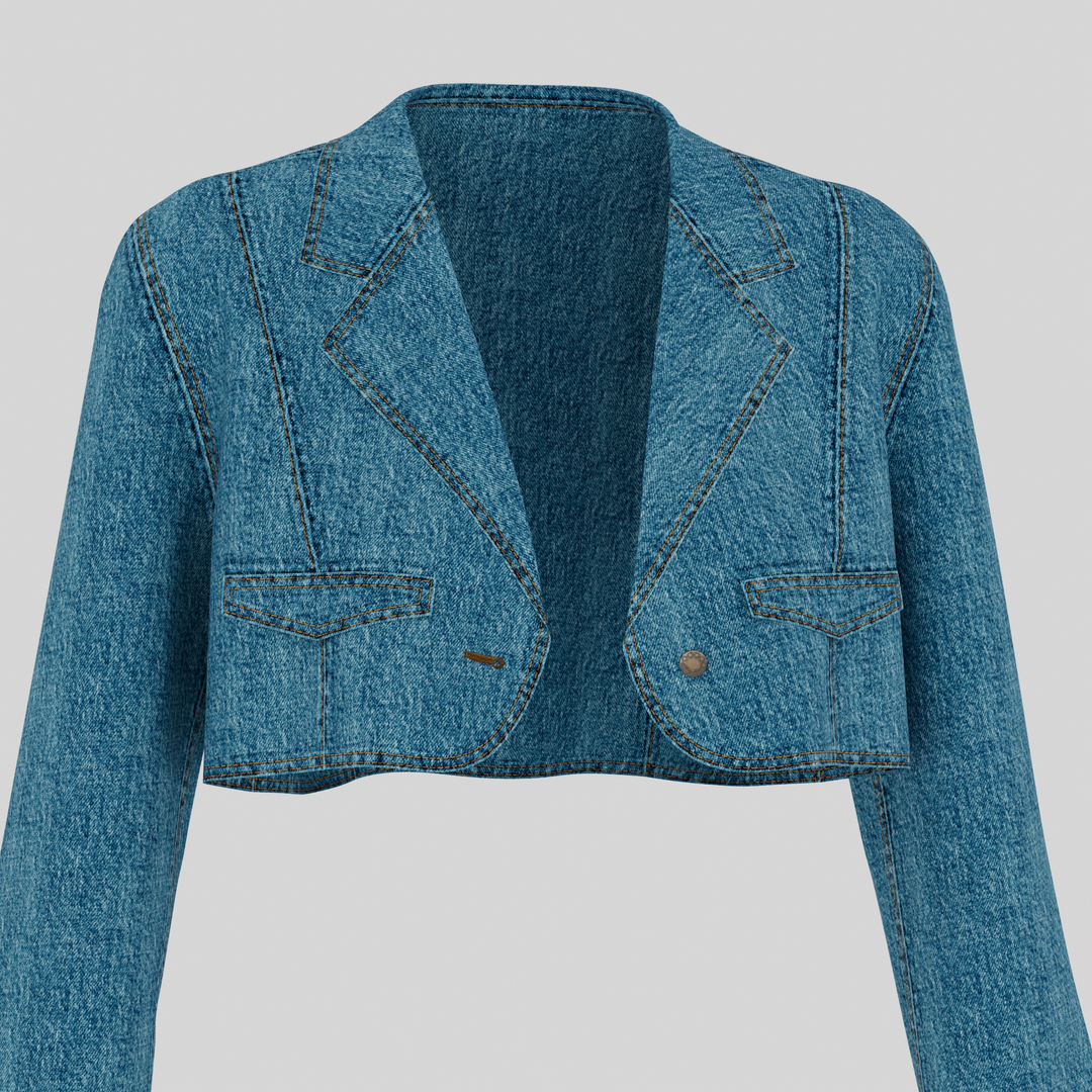 3D Female Short Denim Jacket 3d Model - TurboSquid 2220277