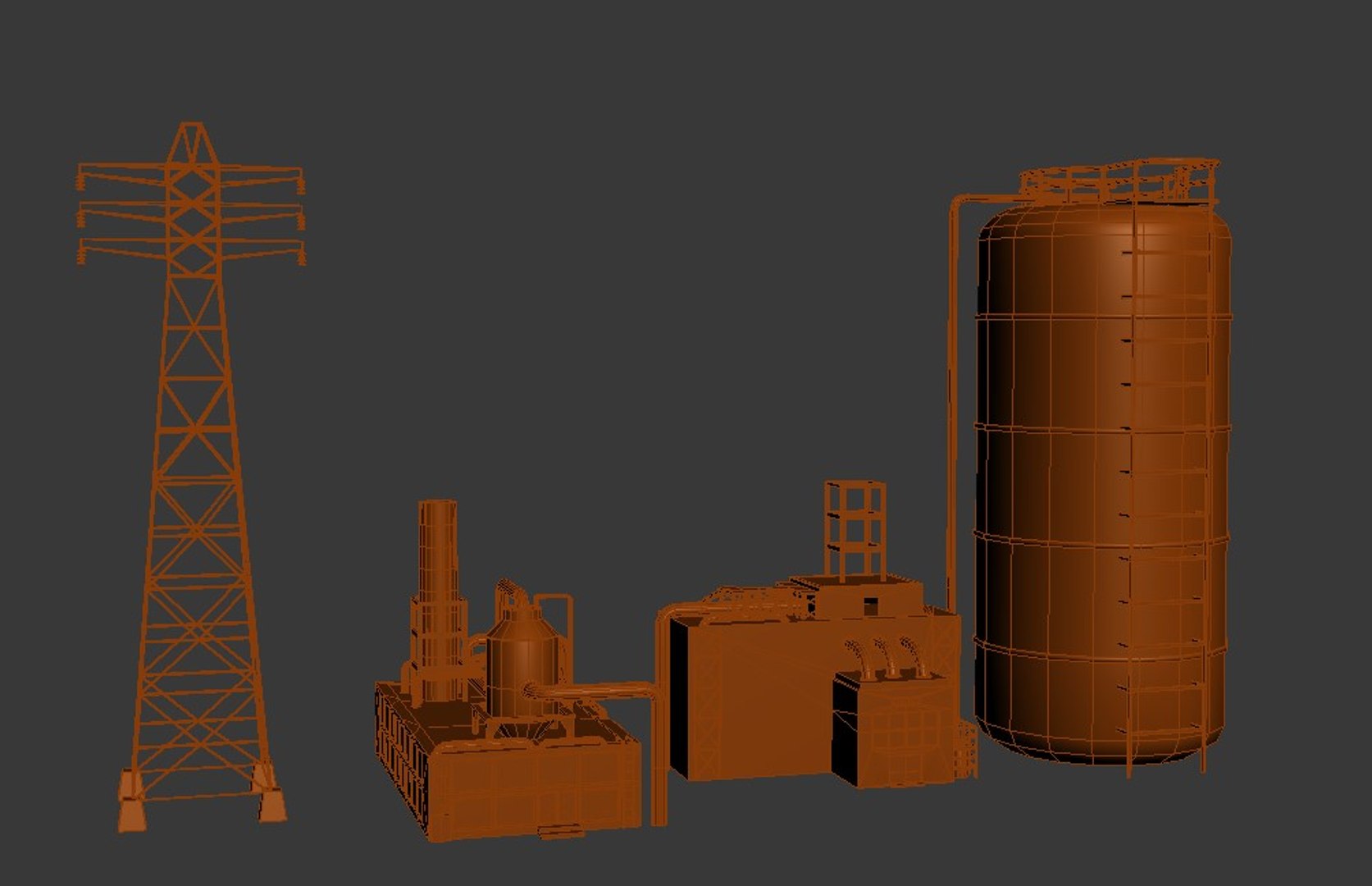 Giant refinery electric station 3D - TurboSquid 1548070