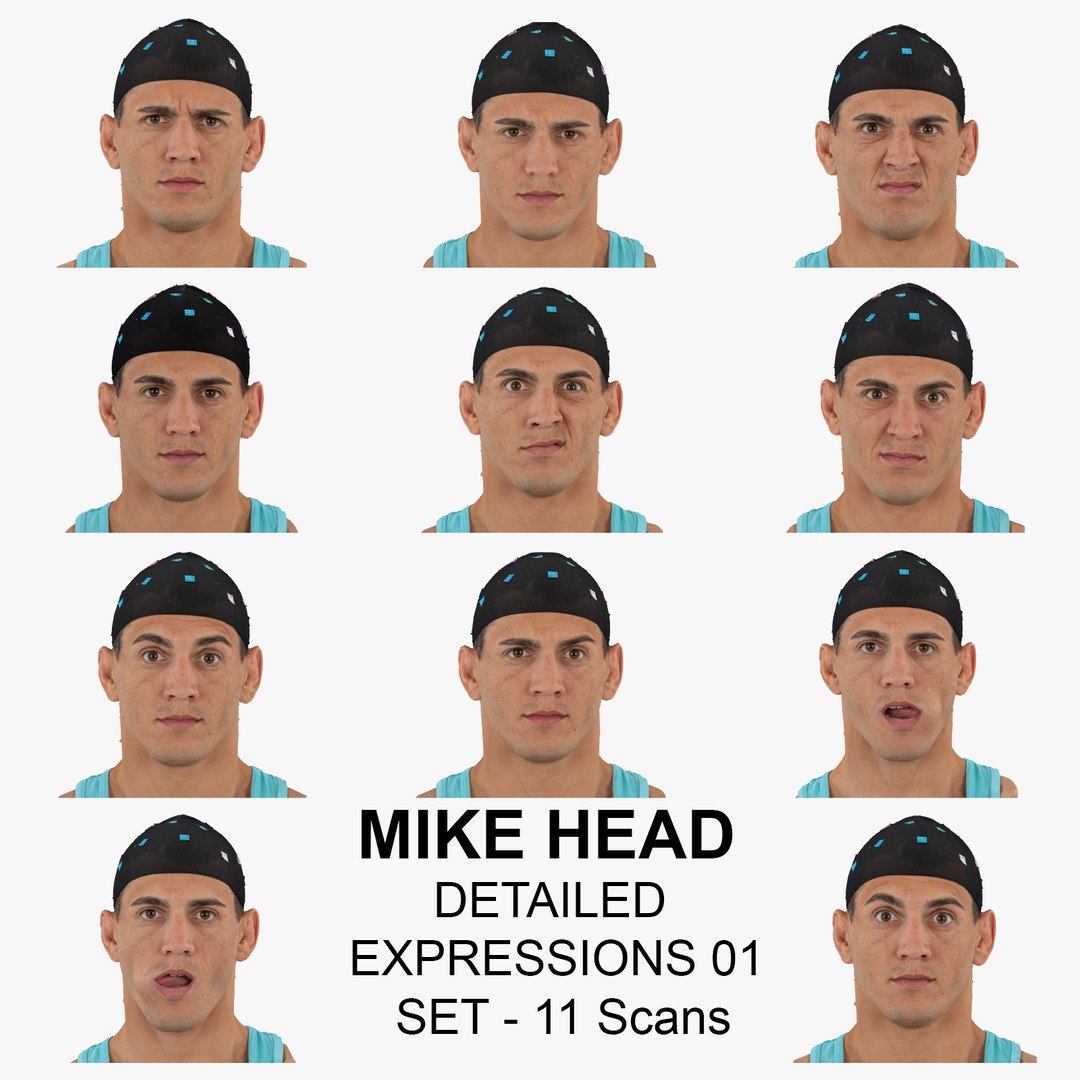 Mike Real Head Detailed Expressions 01 Set 11 RAW Scans Collection ...