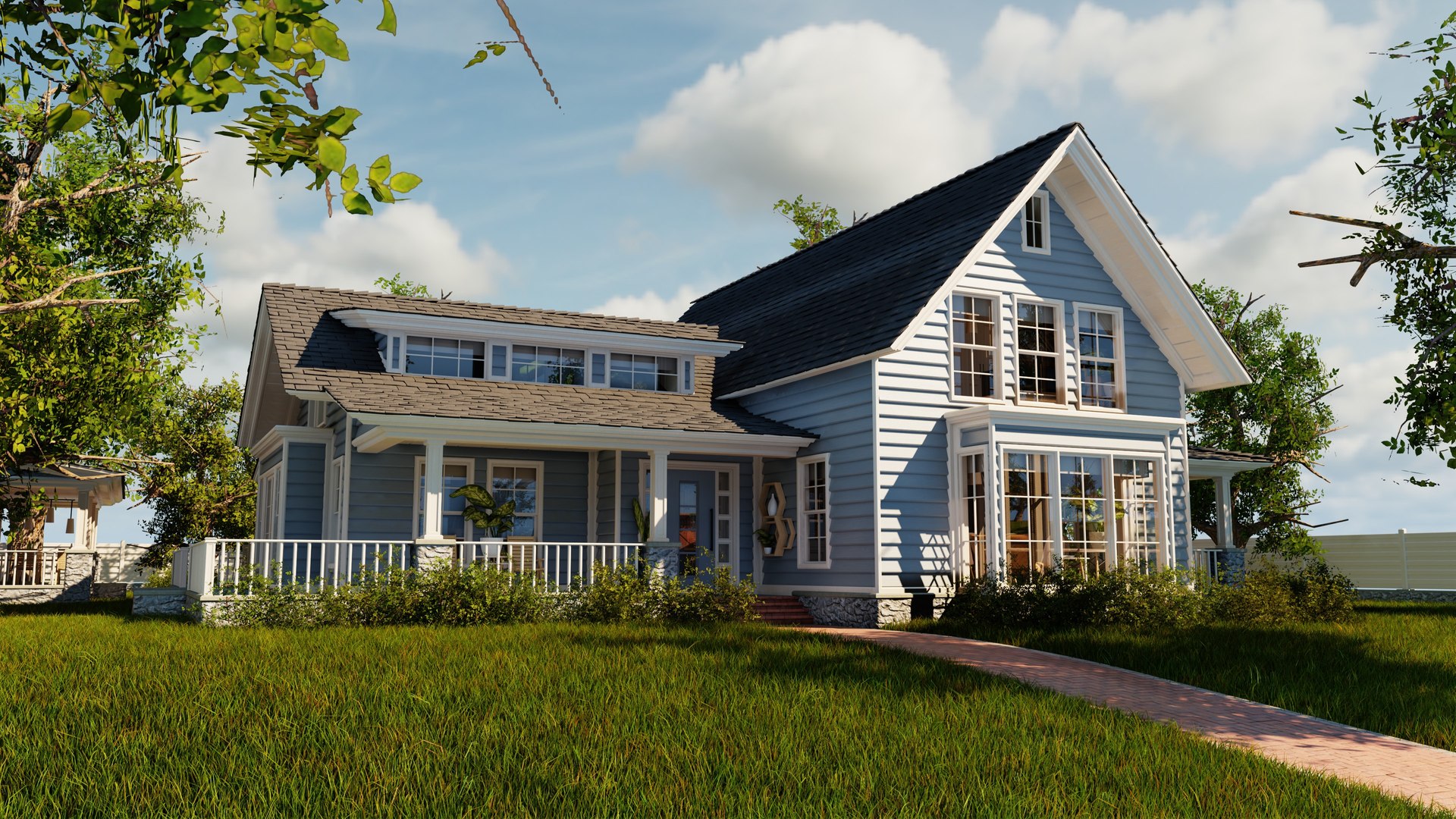 3D house classic style porch model - TurboSquid 1637050