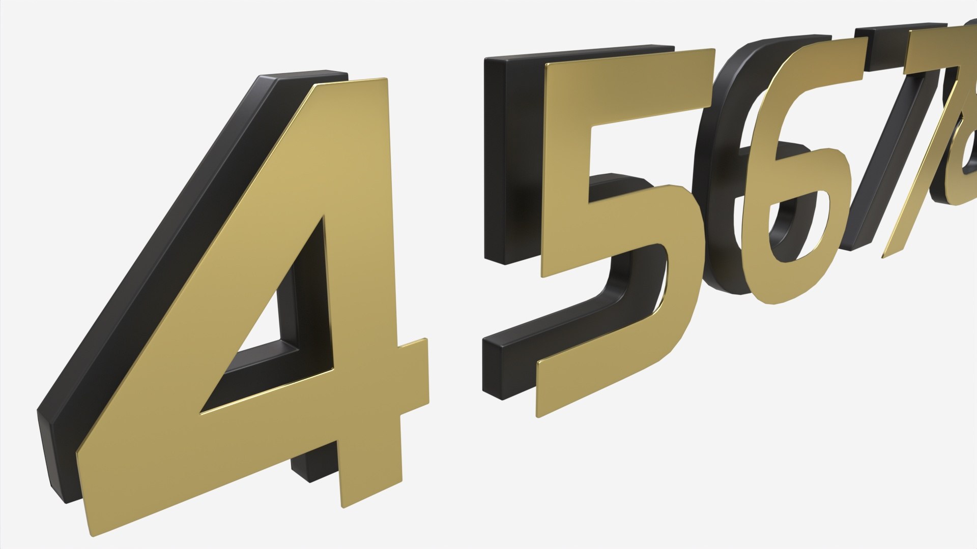 3D Numbers Modern Gold Metal Plastic - TurboSquid 1920594