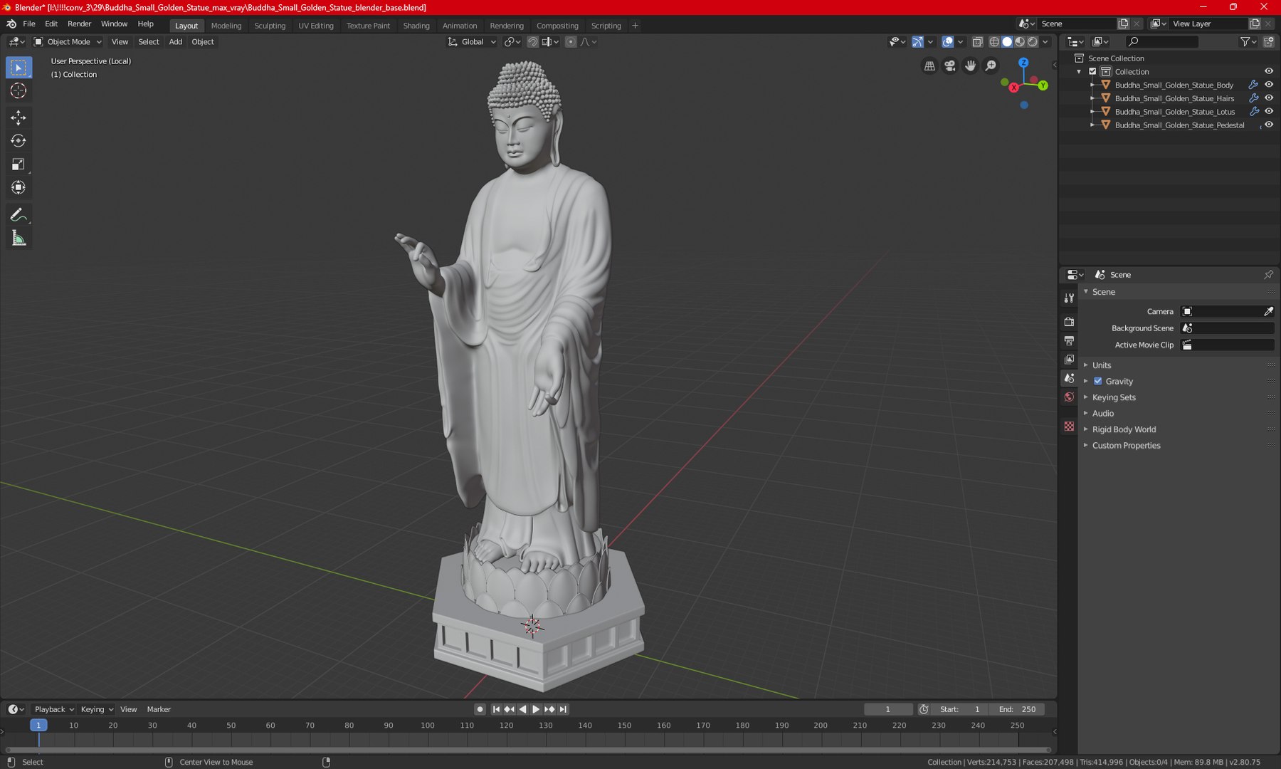 3D Buddha Small Golden Statue - TurboSquid 2151694