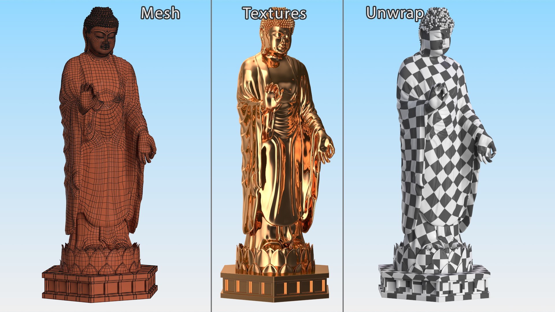 3D Buddha Small Golden Statue - TurboSquid 2151694