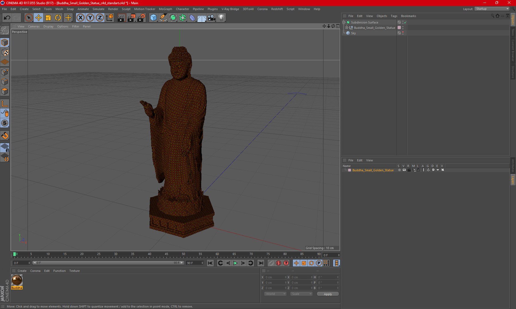 3D Buddha Small Golden Statue - TurboSquid 2151694