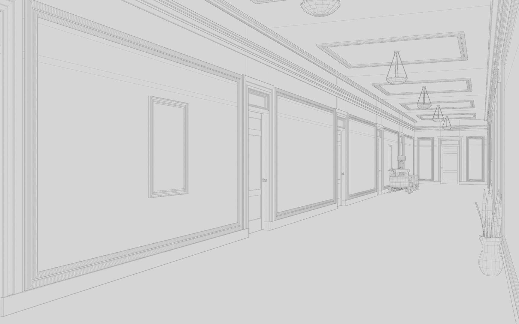 Hotel Hallway 3d Scene model - TurboSquid 2126932