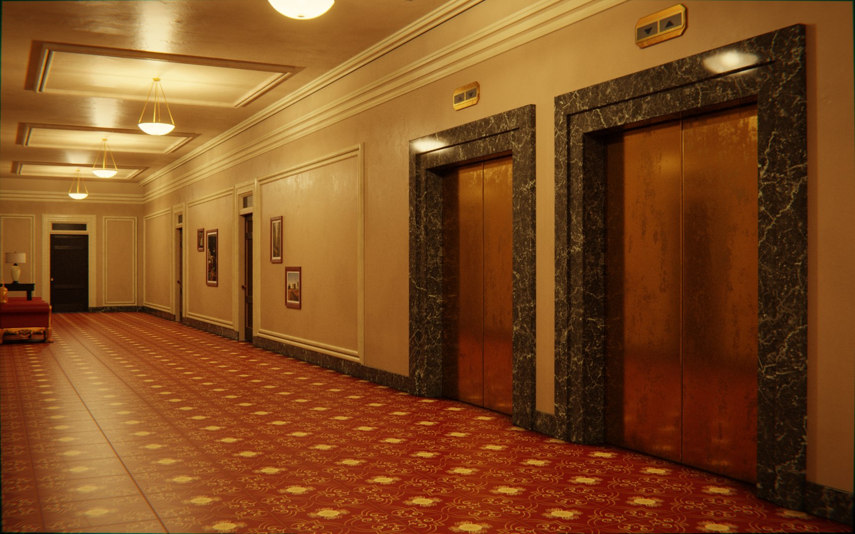 Hotel Hallway 3d Scene model - TurboSquid 2126932