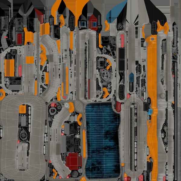 futuristic table 3d model