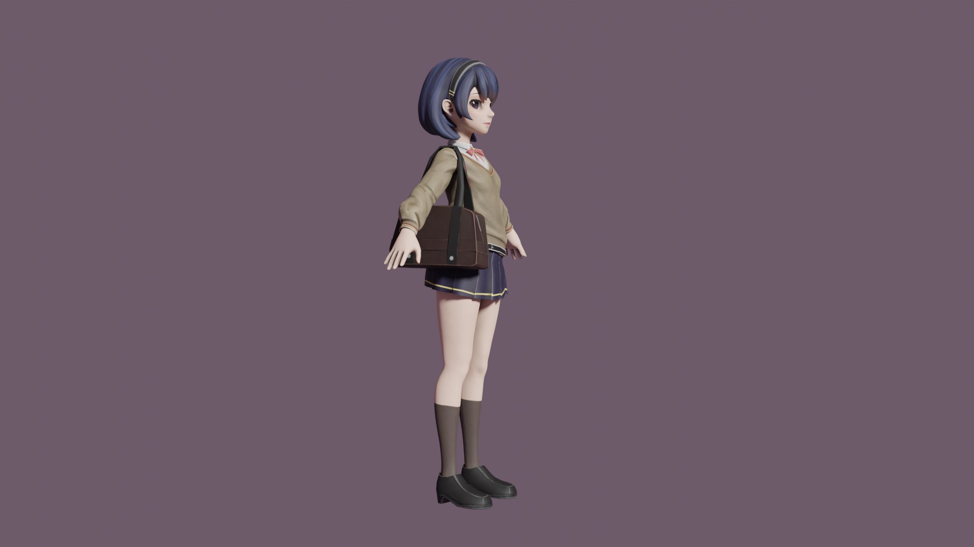 3D Model School Girl Anime Style - Japanese Uniform - TurboSquid 1844121