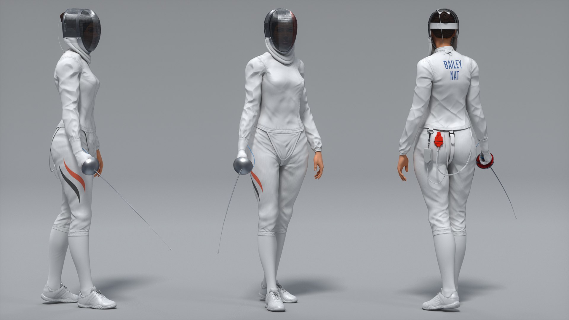 Female Fencer Epee Animated HQ 3D - TurboSquid 2251044