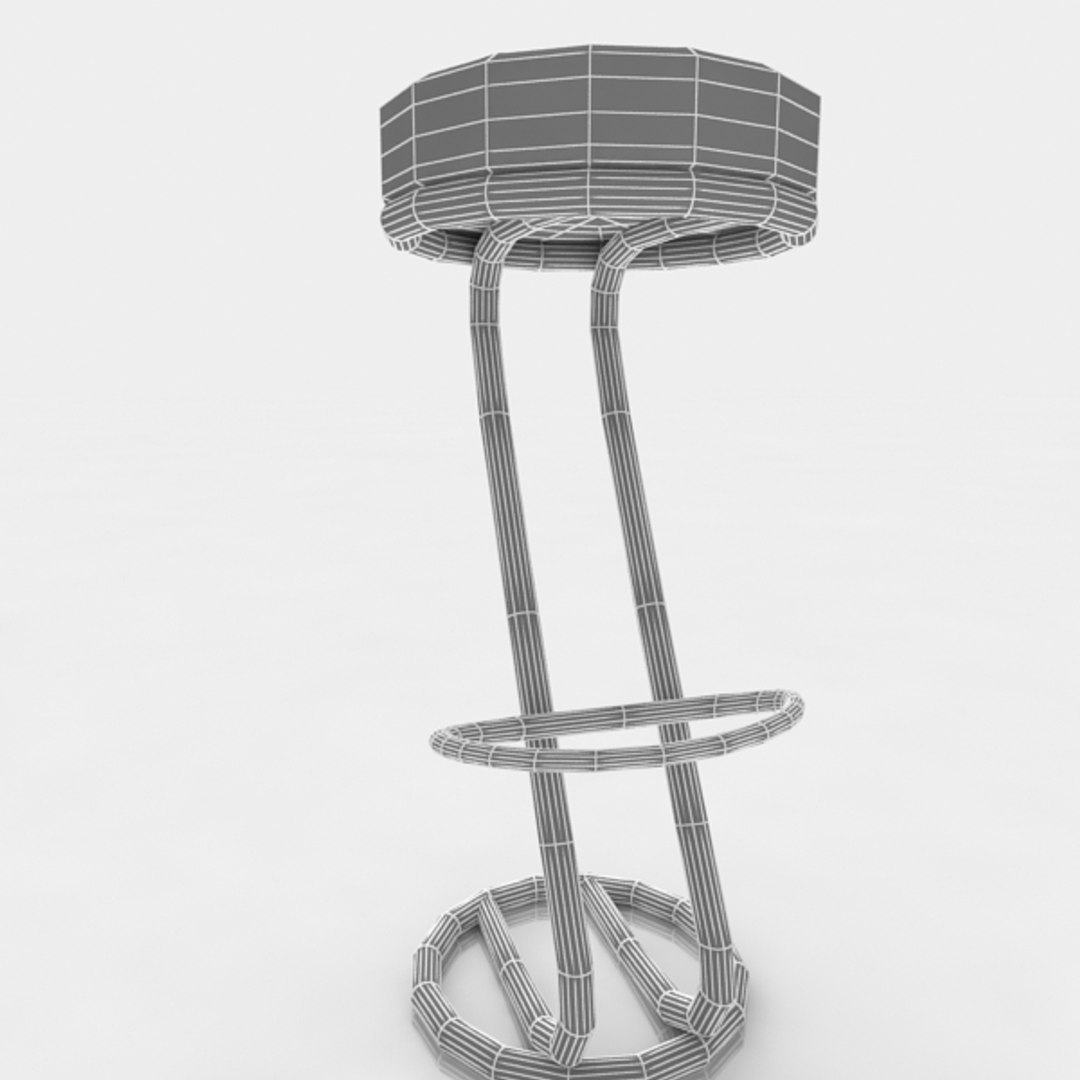3d model of bar stool leather