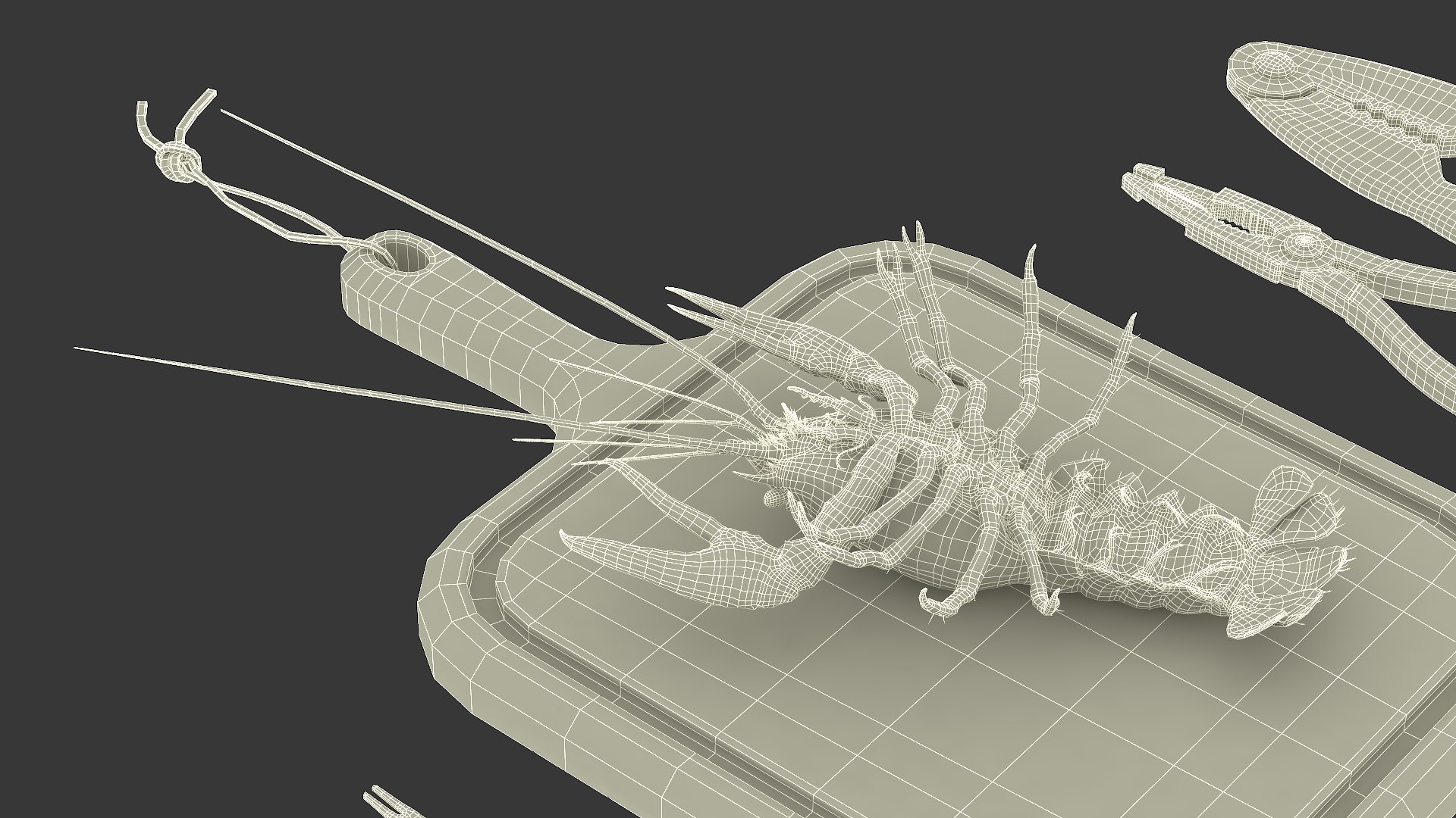 3D Crawfish Dinner With Seafood Tools Model - TurboSquid 2347626