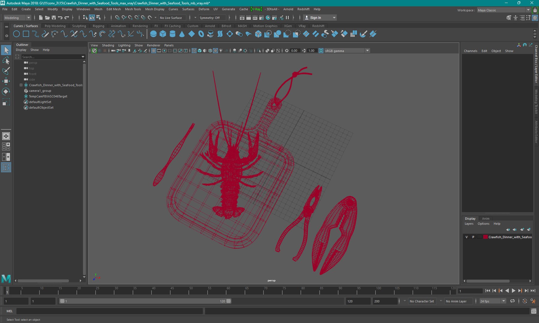 3D Crawfish Dinner With Seafood Tools Model - TurboSquid 2347626