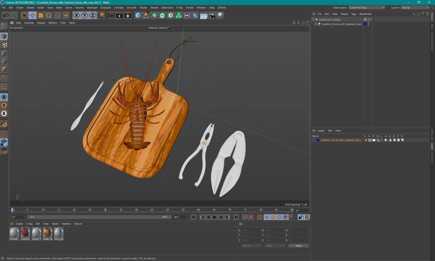3D Crawfish Dinner With Seafood Tools Model - TurboSquid 2347626