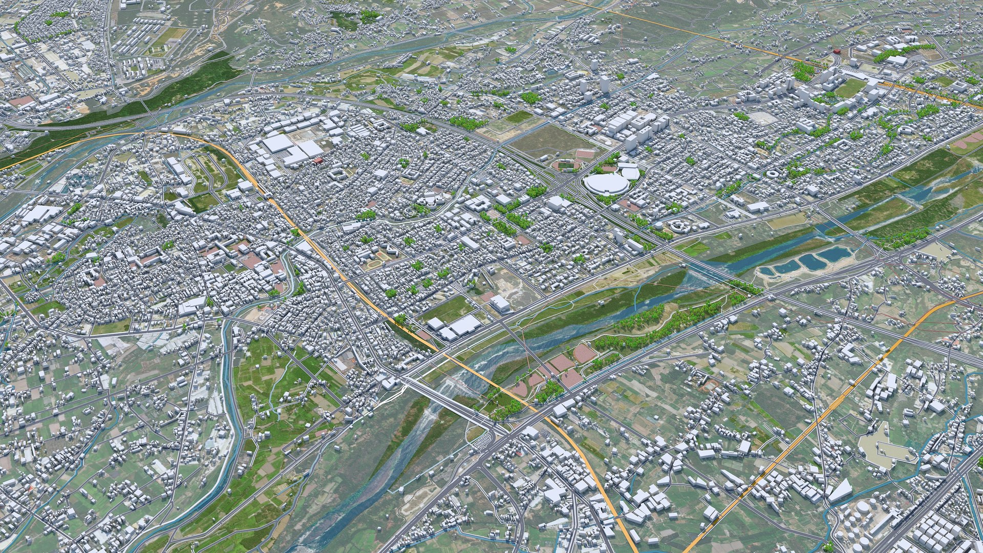 3D city area building model - TurboSquid 1628287