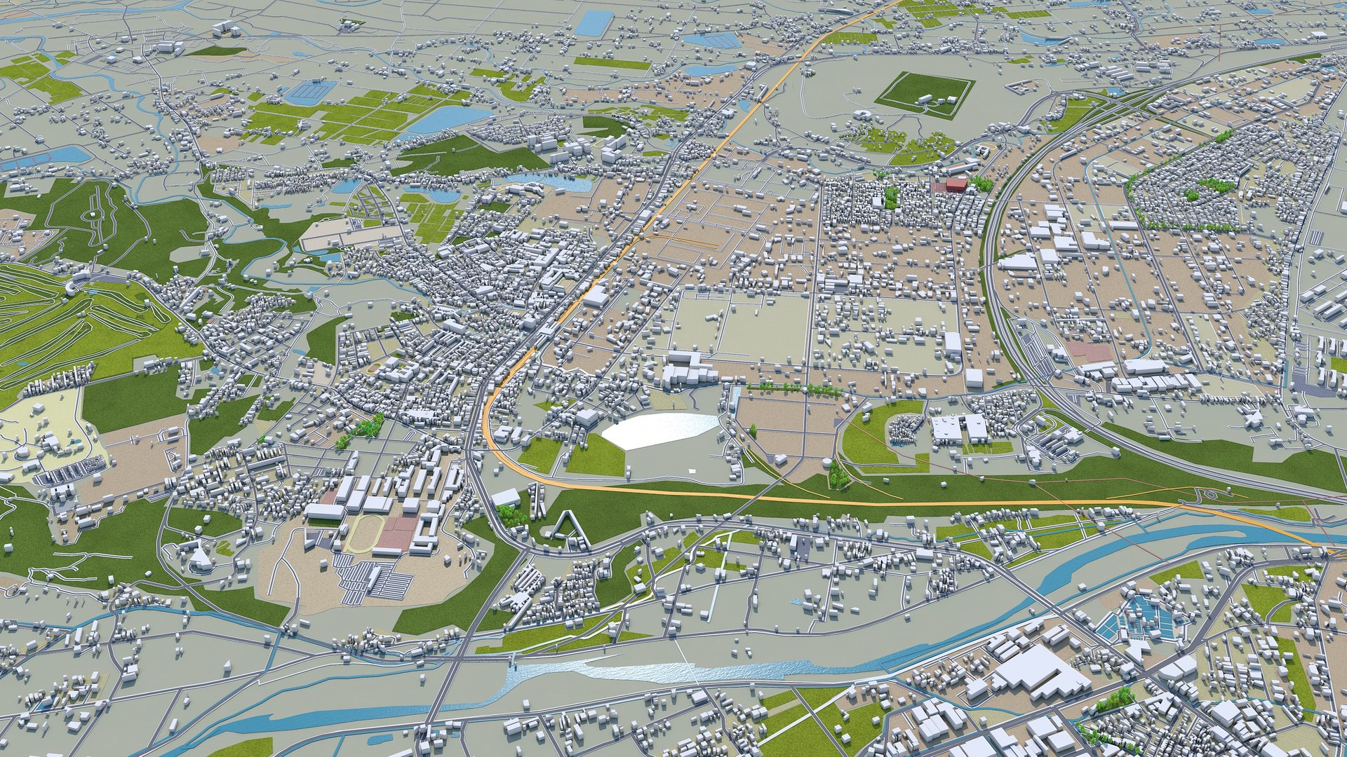 3D city area building model - TurboSquid 1628287