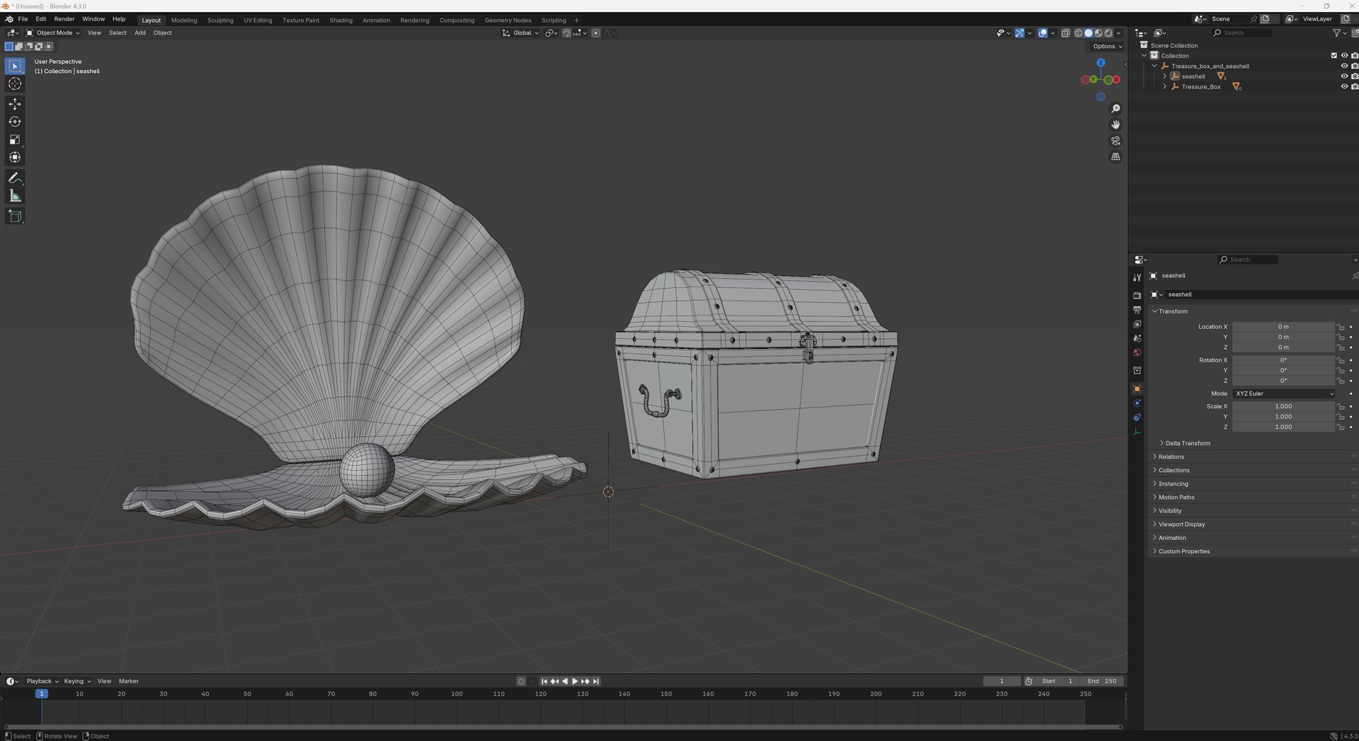 Treasure Box And Seashell 3D Model - TurboSquid 2343700