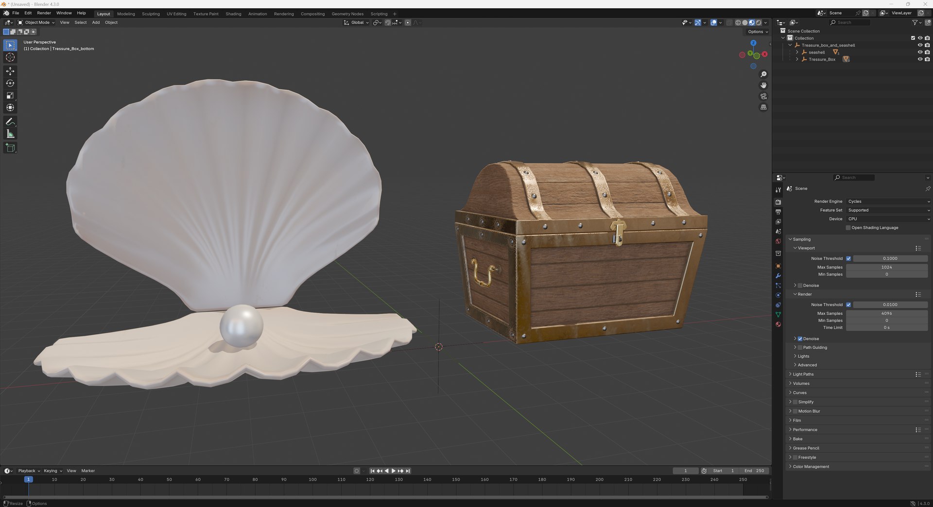 Treasure Box And Seashell 3D Model - TurboSquid 2343700