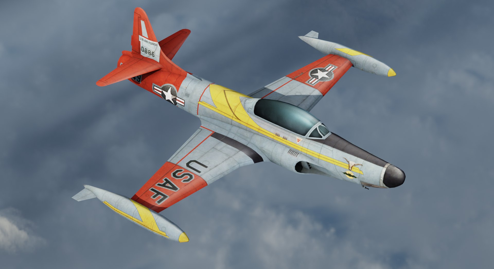 3D Model F-94 Starfire Jet Fighter Hand Painted Game Model - TurboSquid ...