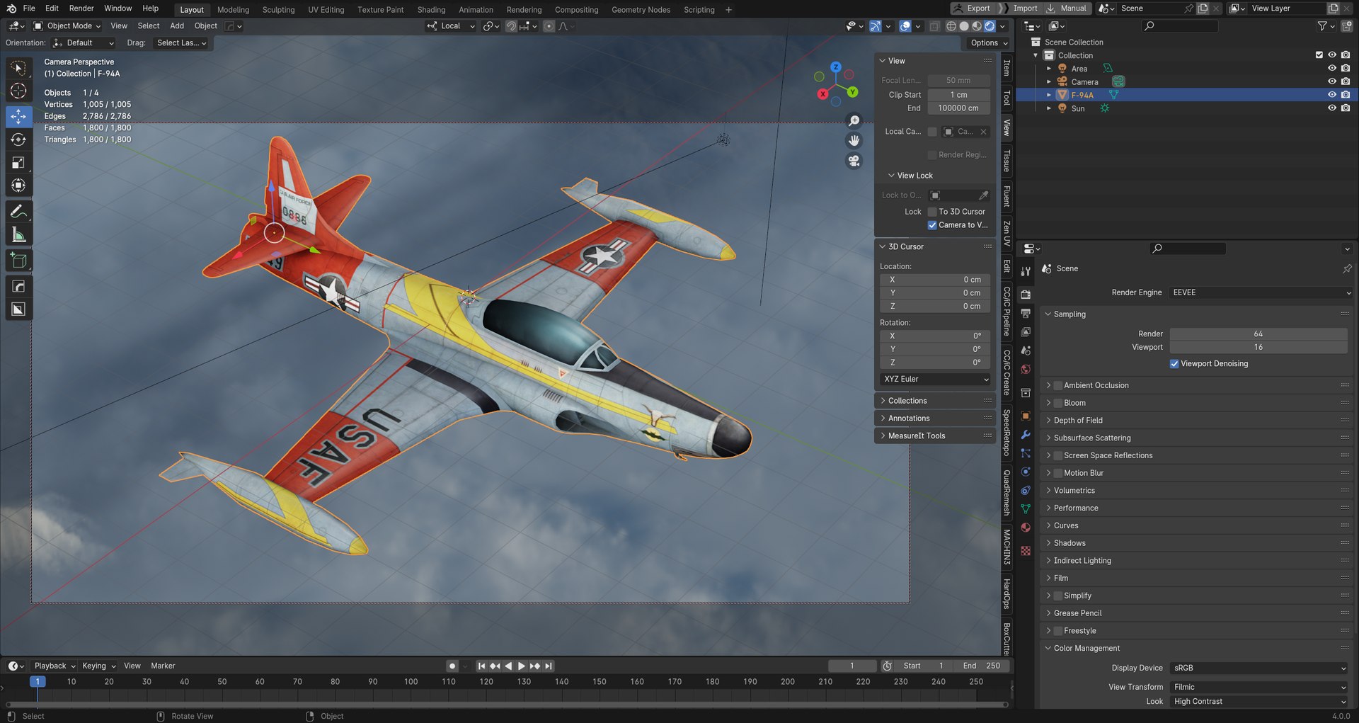3D Model F-94 Starfire Jet Fighter Hand Painted Game Model - TurboSquid ...