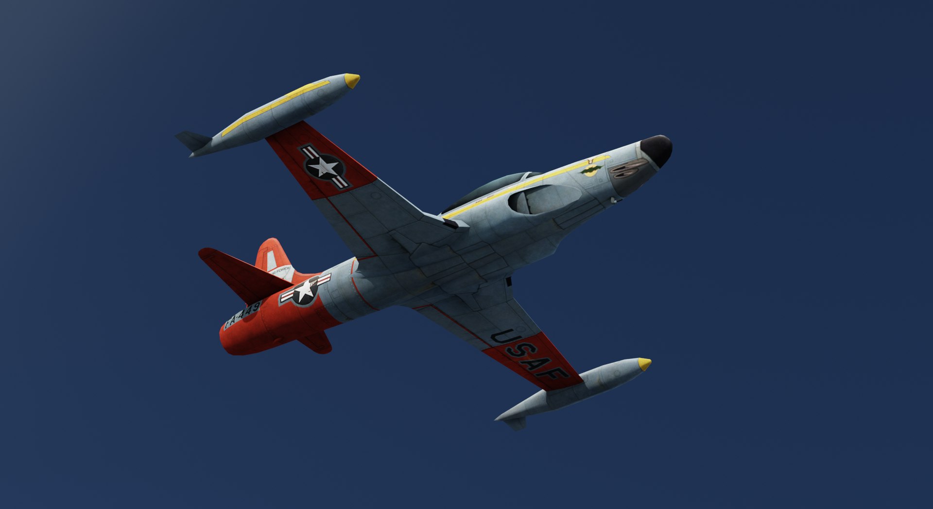 3D Model F-94 Starfire Jet Fighter Hand Painted Game Model - TurboSquid ...